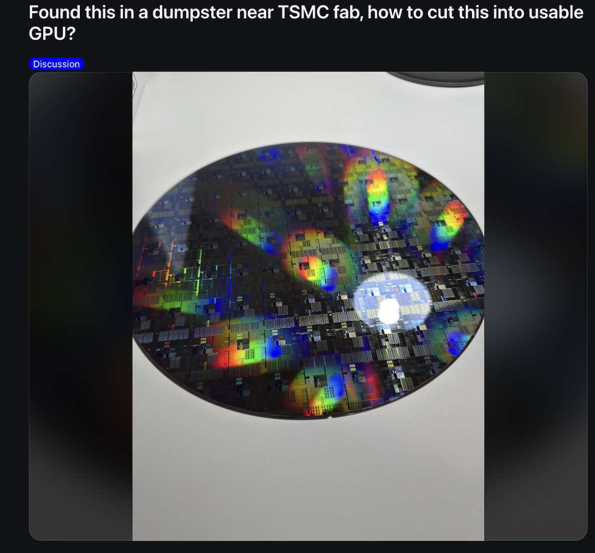 Người dùng tìm thấy nguyên tấm wafer trong thùng rác gần nhà máy TSMC ...